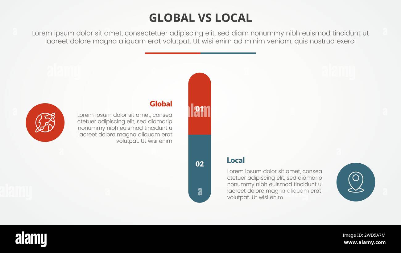 global vs local versus comparison opposite infographic concept for ...