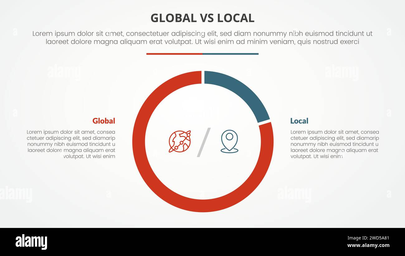 global vs local versus comparison opposite infographic concept for ...