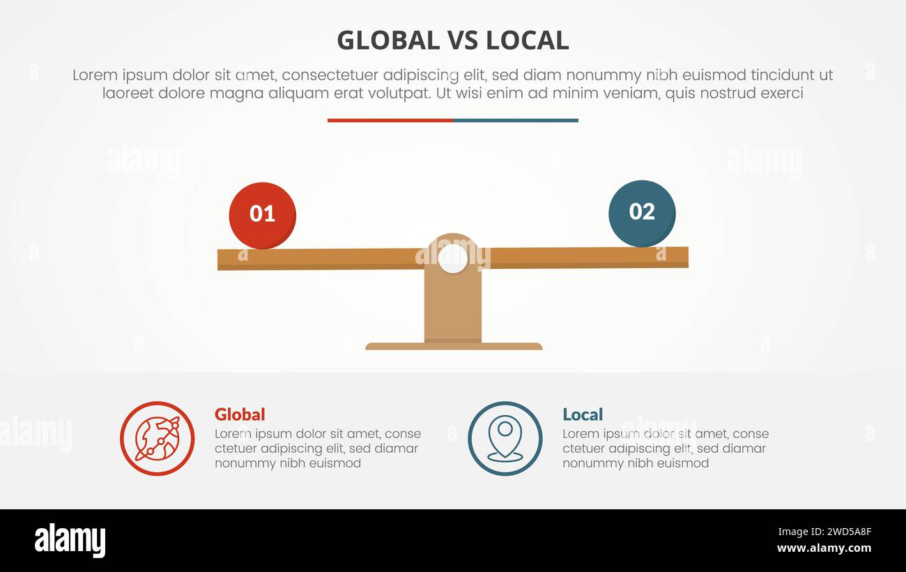 global vs local versus comparison opposite infographic concept for ...