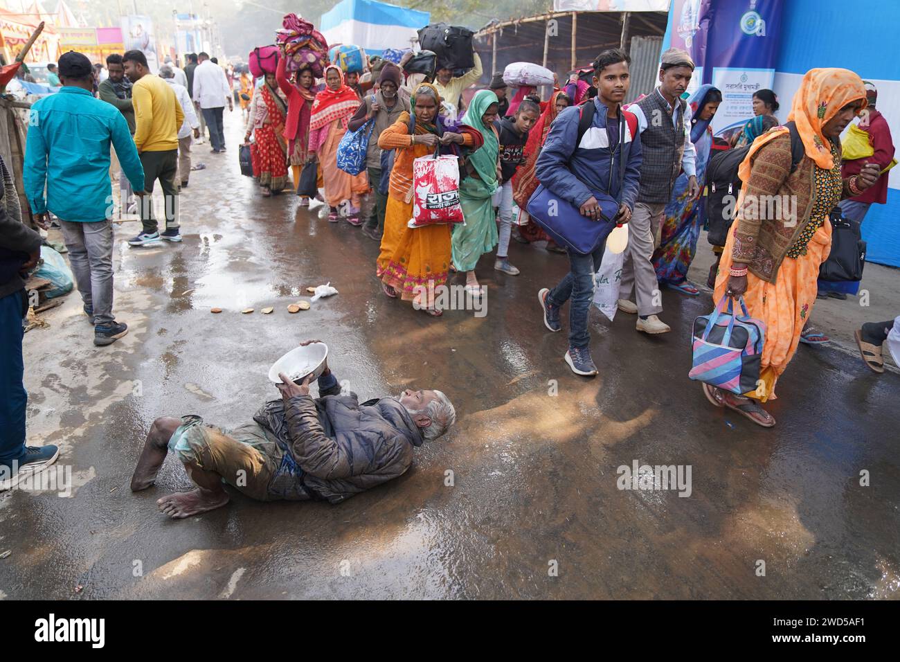 Devotees eagerly make their way to Sagar Island, located 117 km from ...
