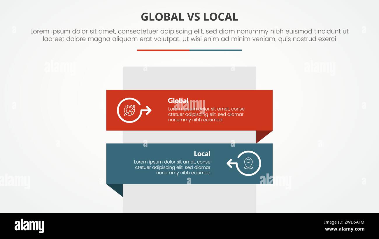 global vs local versus comparison opposite infographic concept for ...