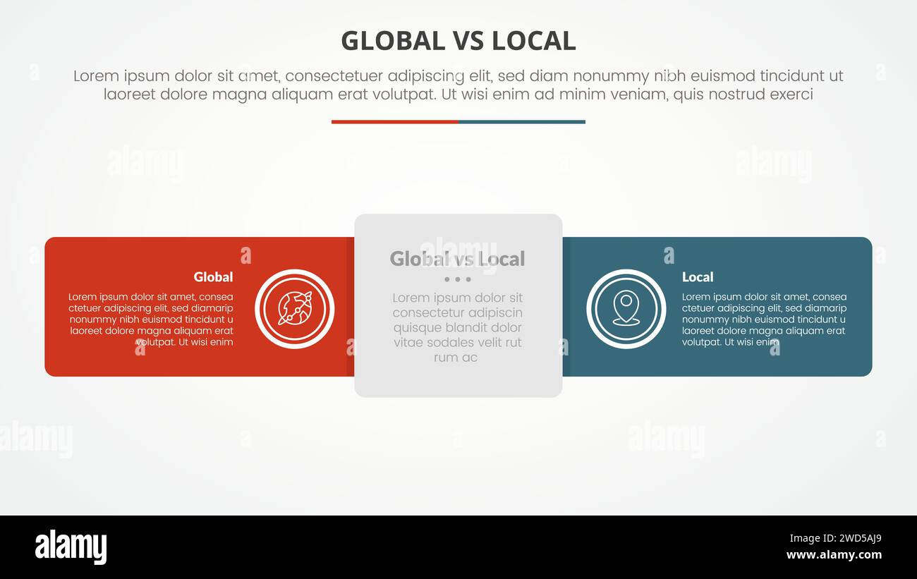 global vs local versus comparison opposite infographic concept for ...