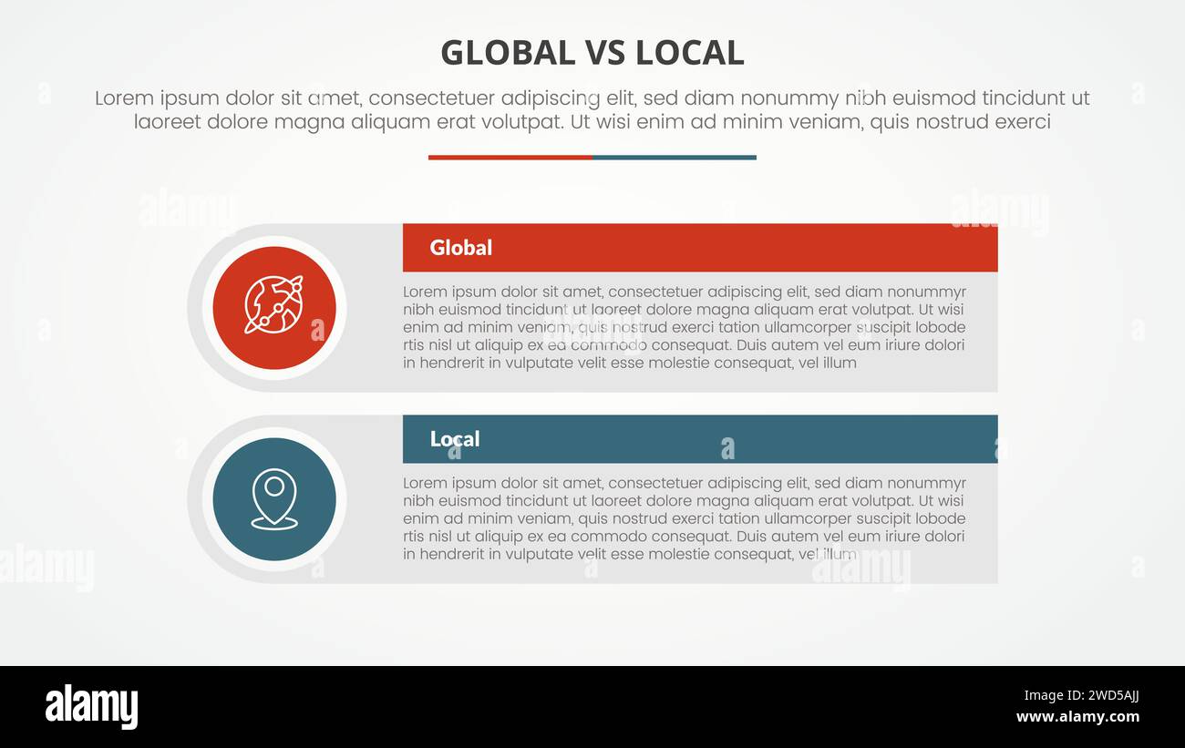 global vs local versus comparison opposite infographic concept for ...