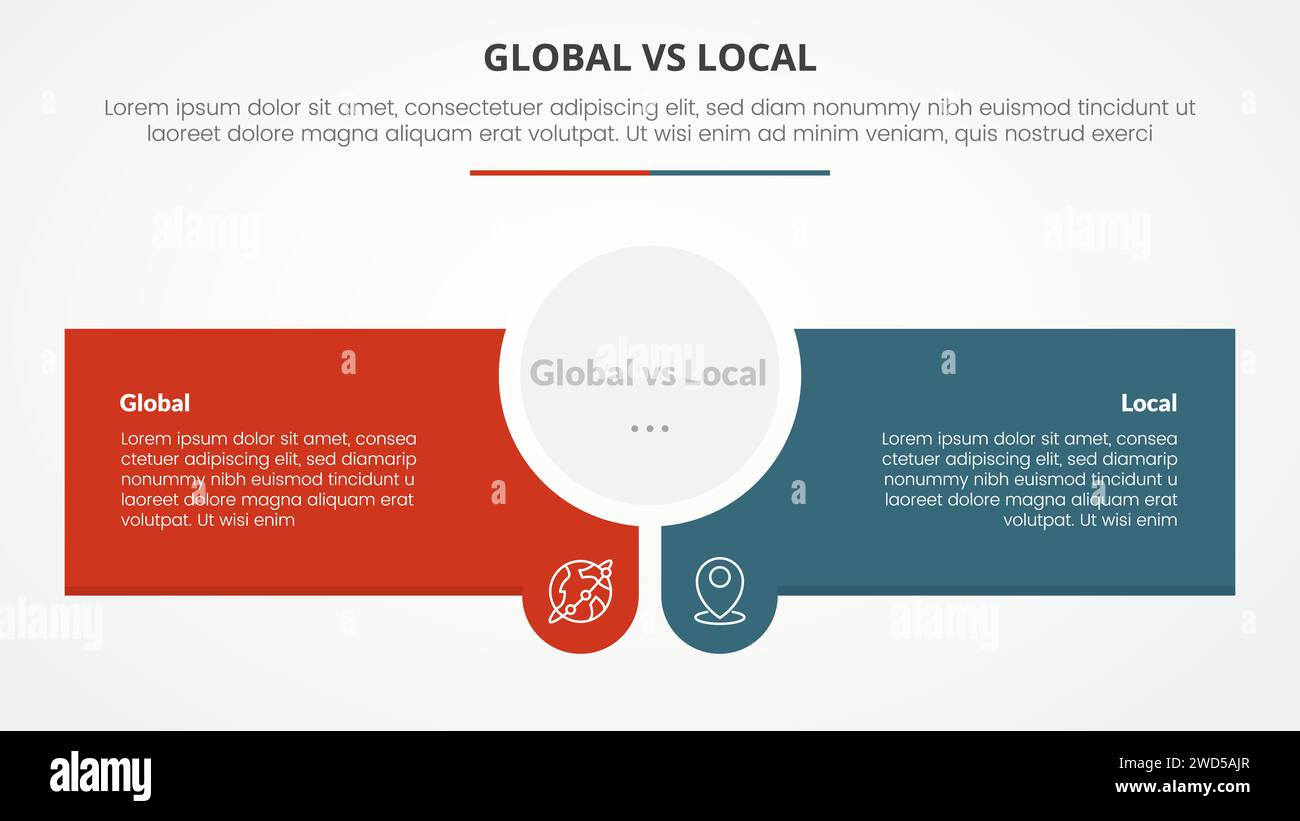 global vs local versus comparison opposite infographic concept for ...