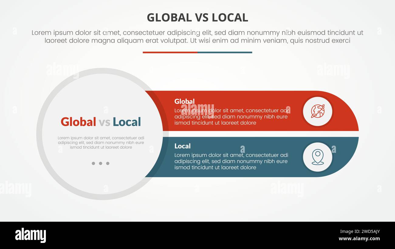 global vs local versus comparison opposite infographic concept for ...