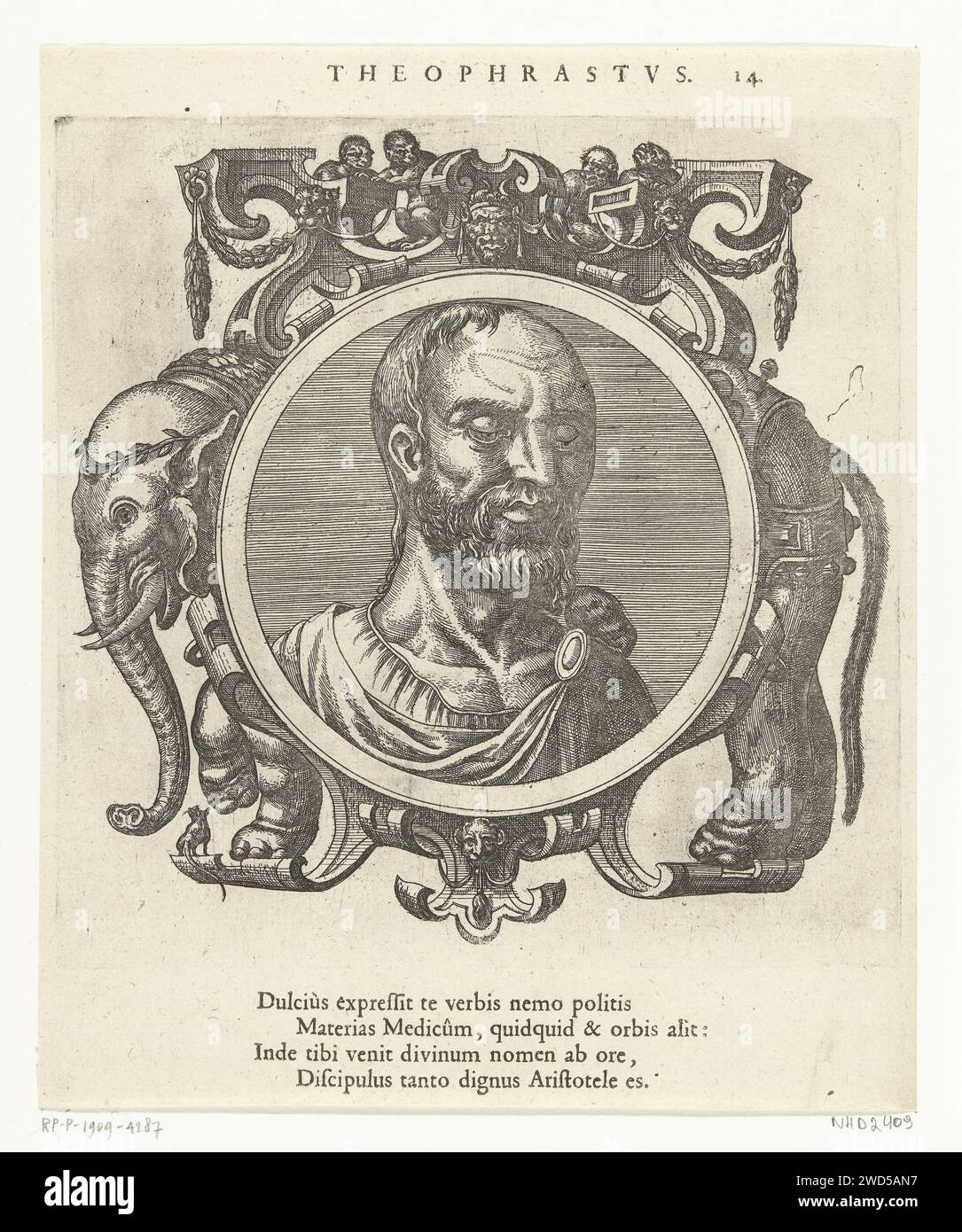 Portrait of Theophrastus, Pieter van der Borcht (I), 1612 print A ...