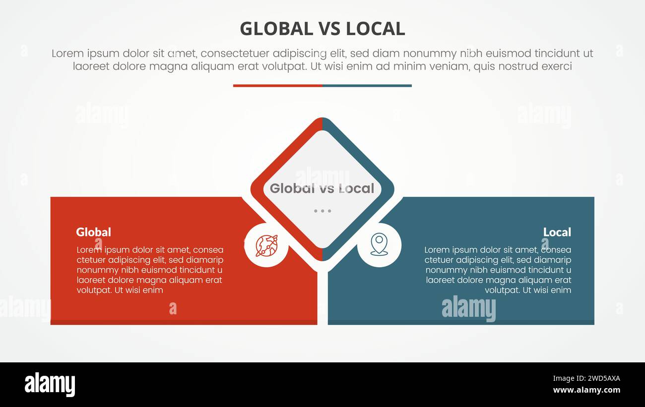 global vs local versus comparison opposite infographic concept for ...