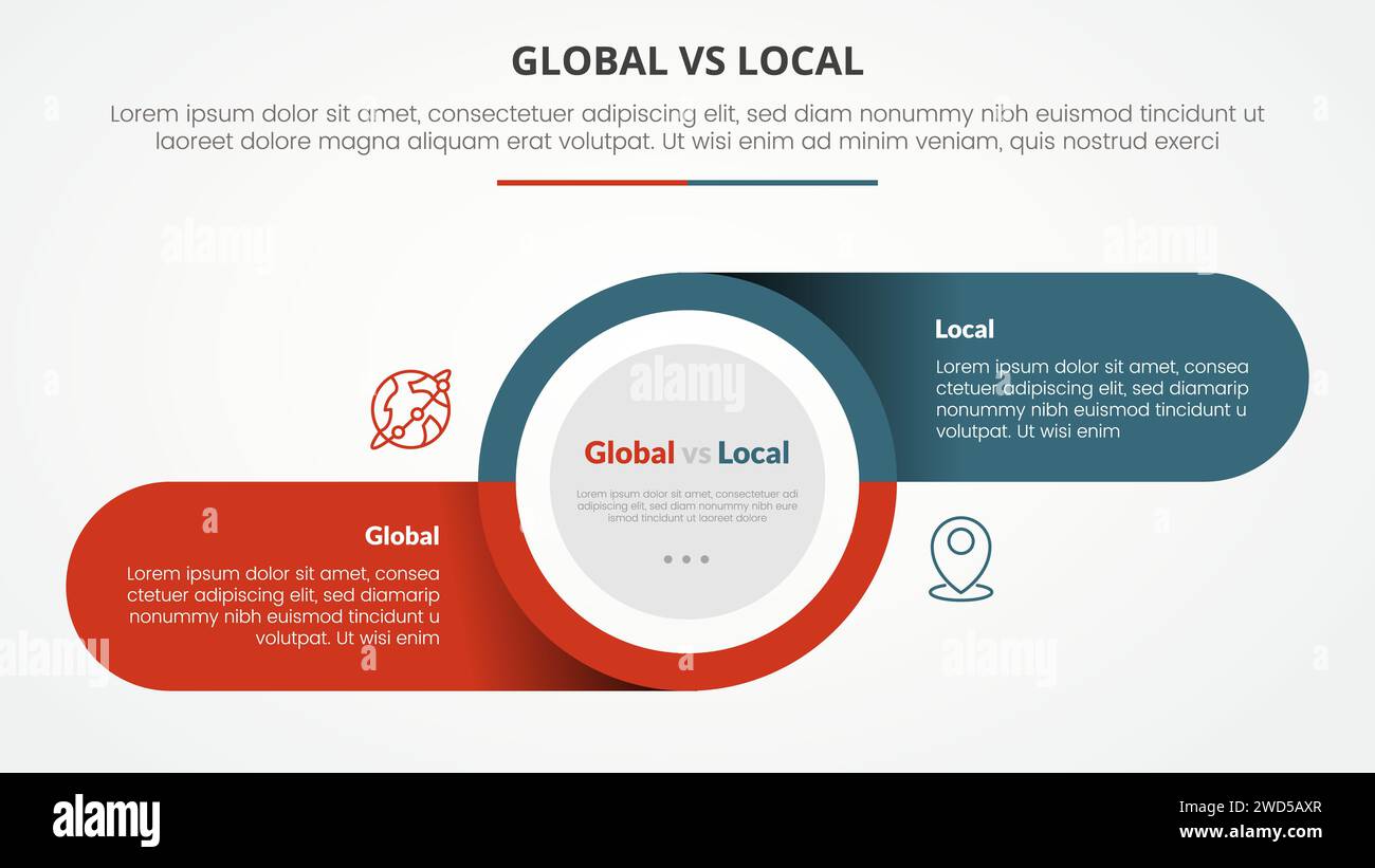 global vs local versus comparison opposite infographic concept for ...