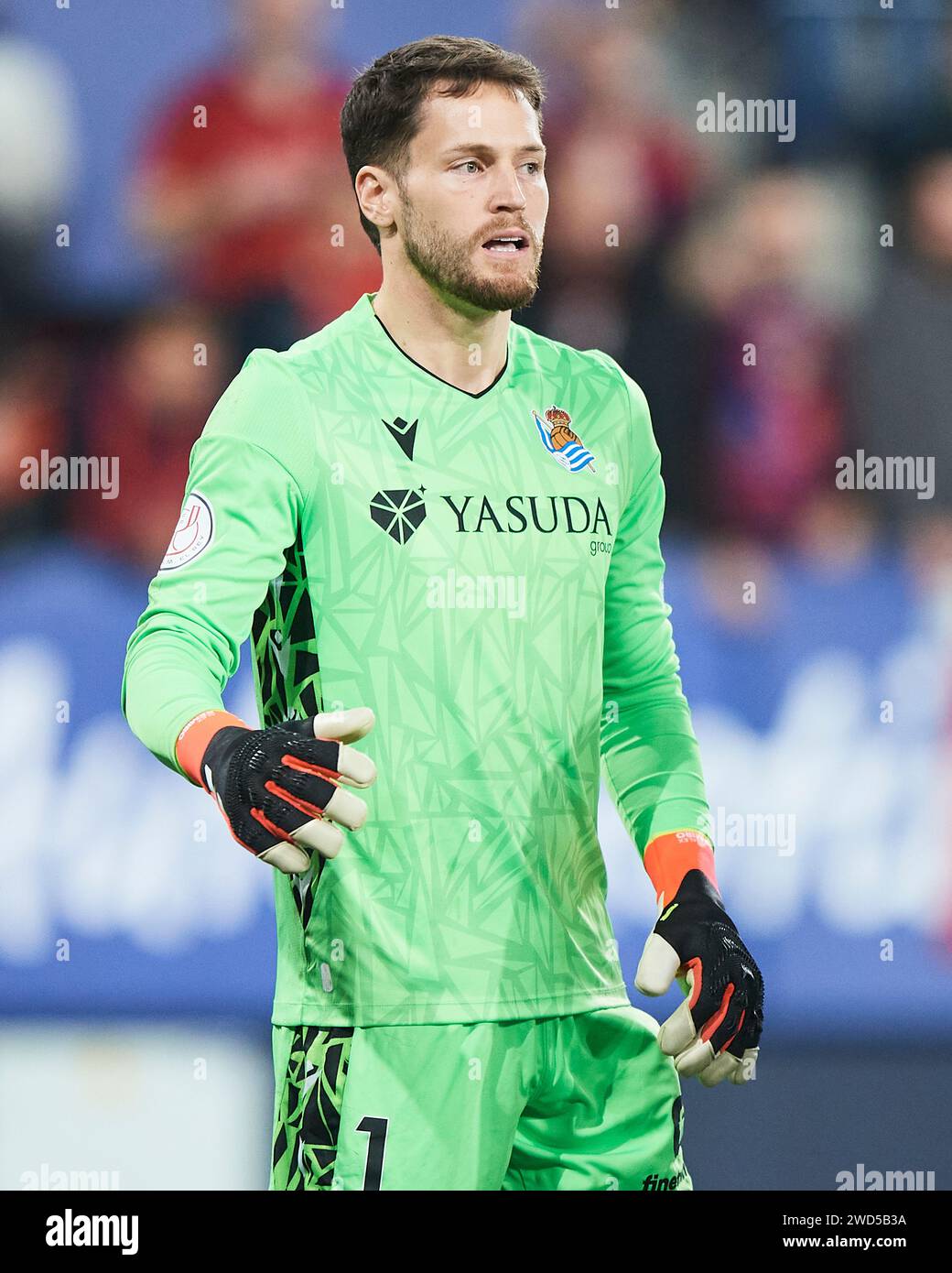 Alejandro Remiro of Real Sociedad looks on during the Copa El Rey match ...