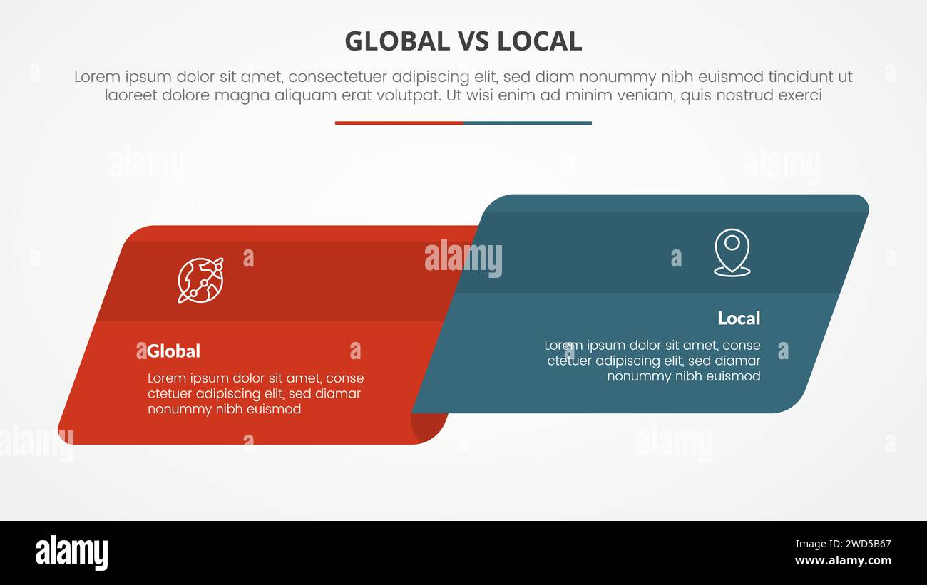 global vs local versus comparison opposite infographic concept for ...