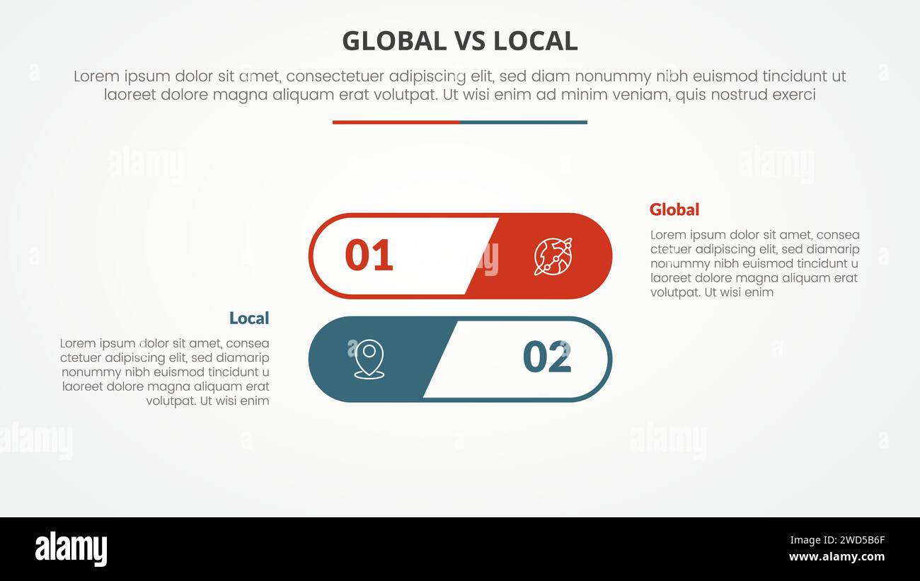 global vs local versus comparison opposite infographic concept for ...