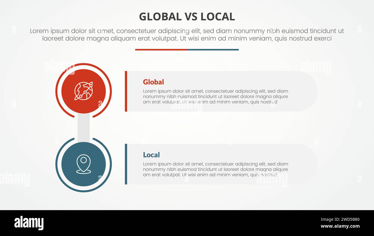 global vs local versus comparison opposite infographic concept for ...