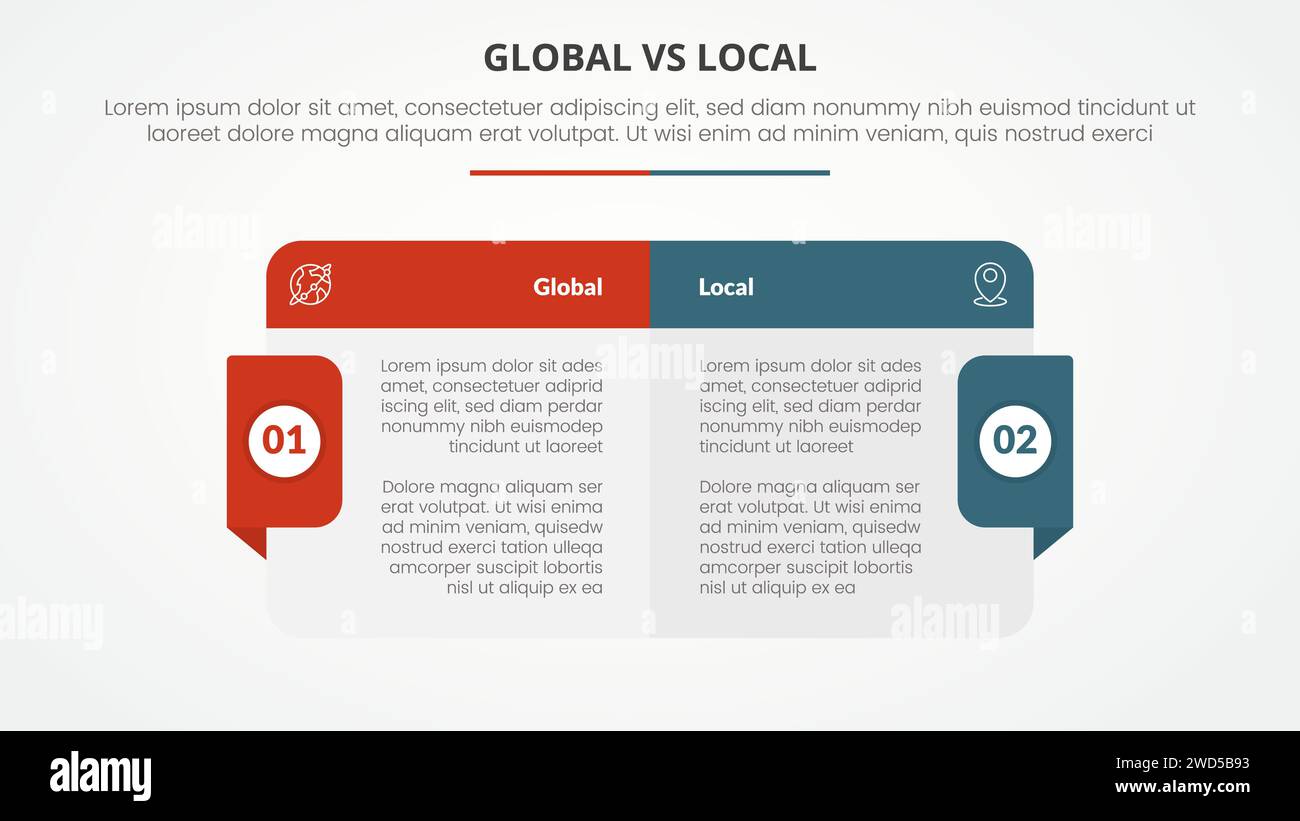 global vs local versus comparison opposite infographic concept for ...