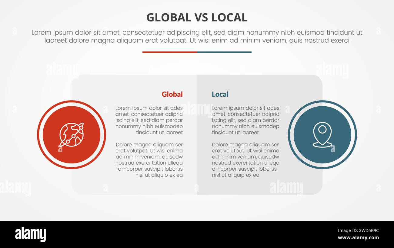 global vs local versus comparison opposite infographic concept for ...