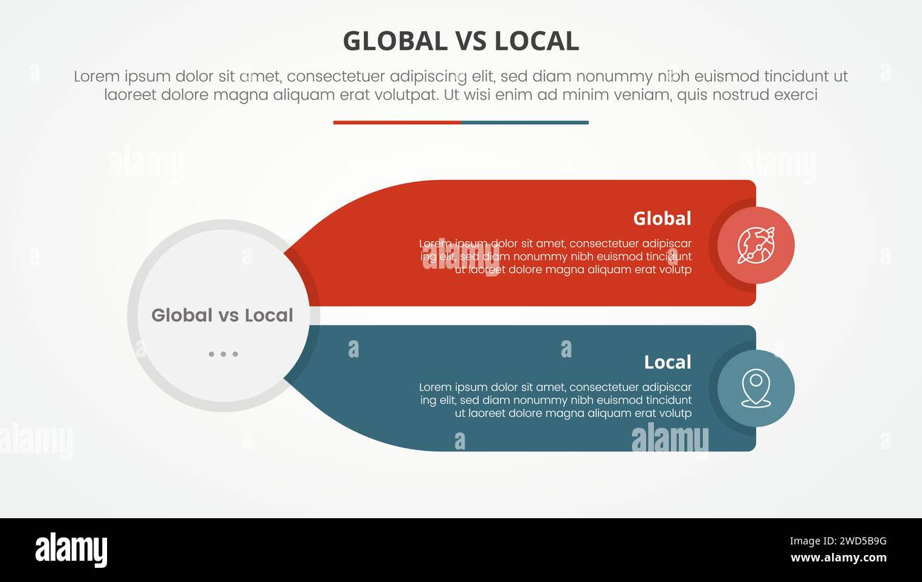 global vs local versus comparison opposite infographic concept for ...