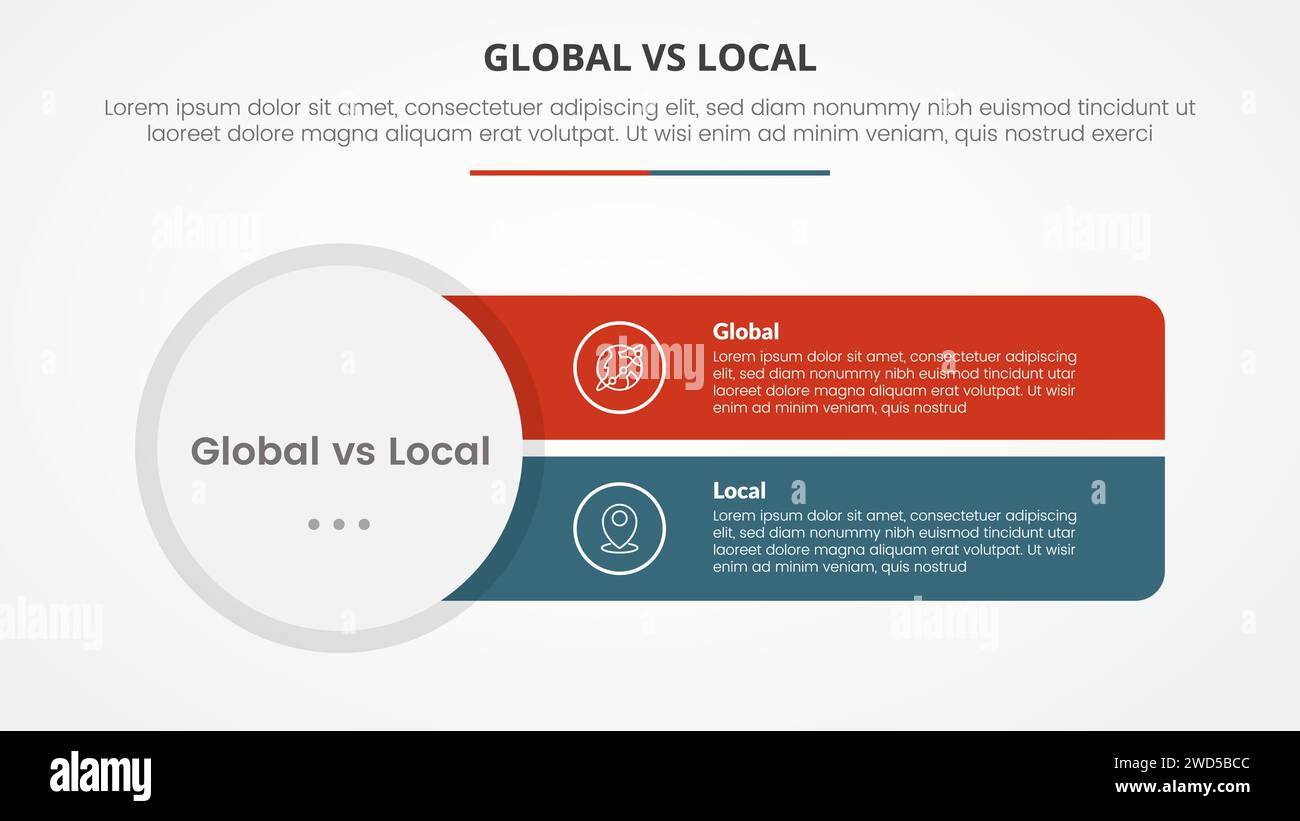 global vs local versus comparison opposite infographic concept for ...