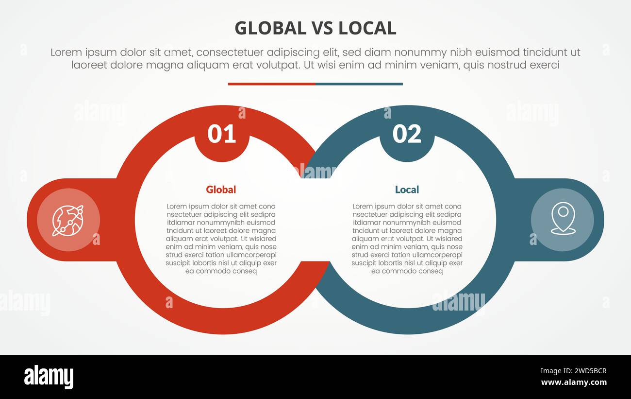 global vs local versus comparison opposite infographic concept for ...