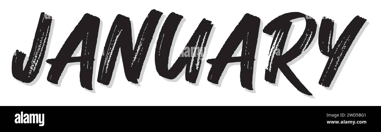 Black word of month 'JANUARY'. Vector illustration. Title of January ...