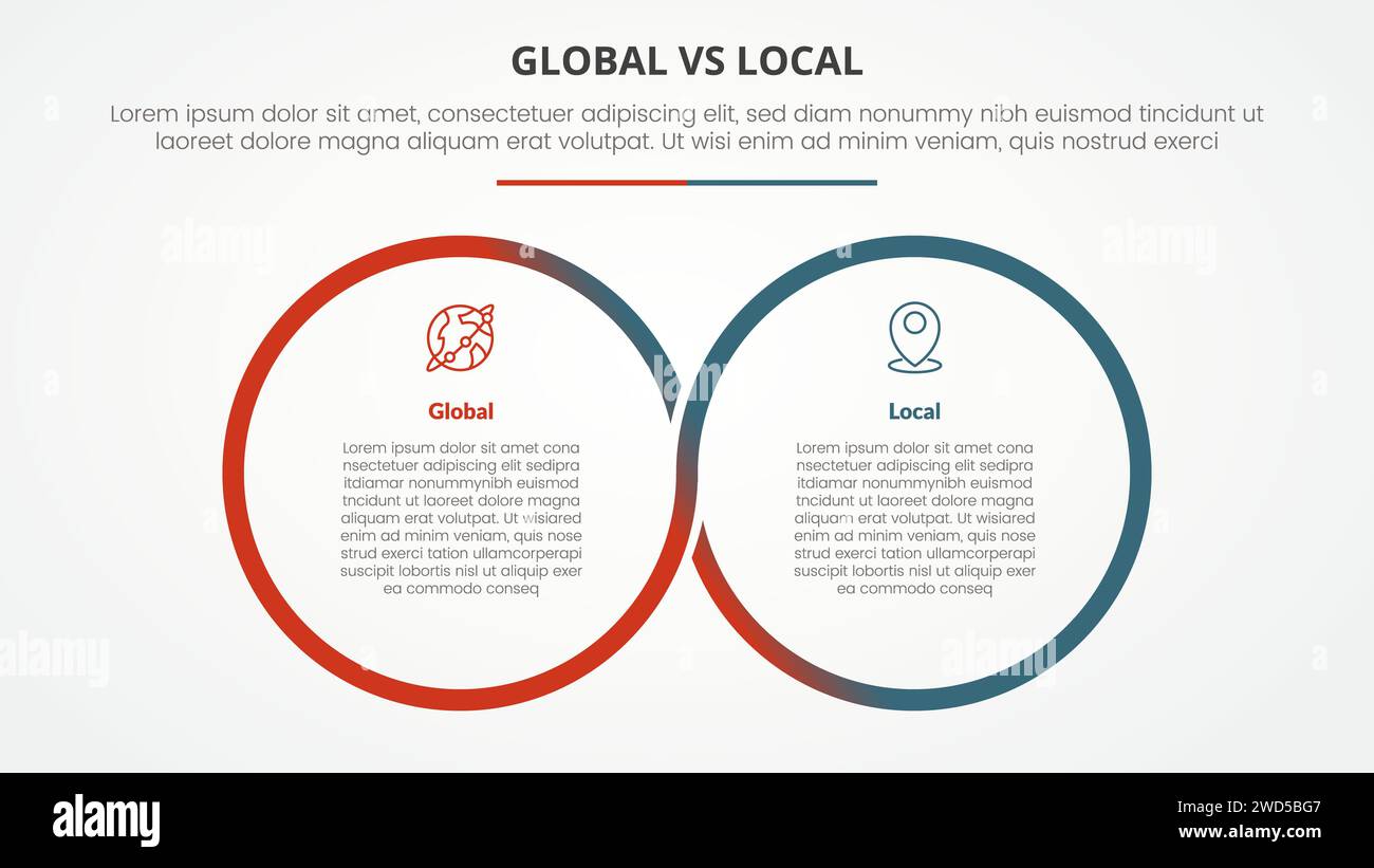 global vs local versus comparison opposite infographic concept for ...