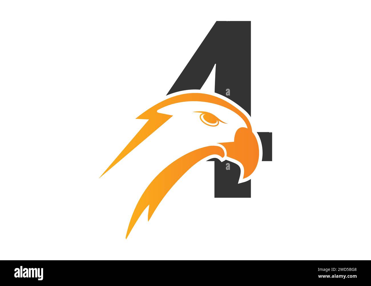 Letter 4 Eagle head Logo Design Vector Template. Modern logo design for ...