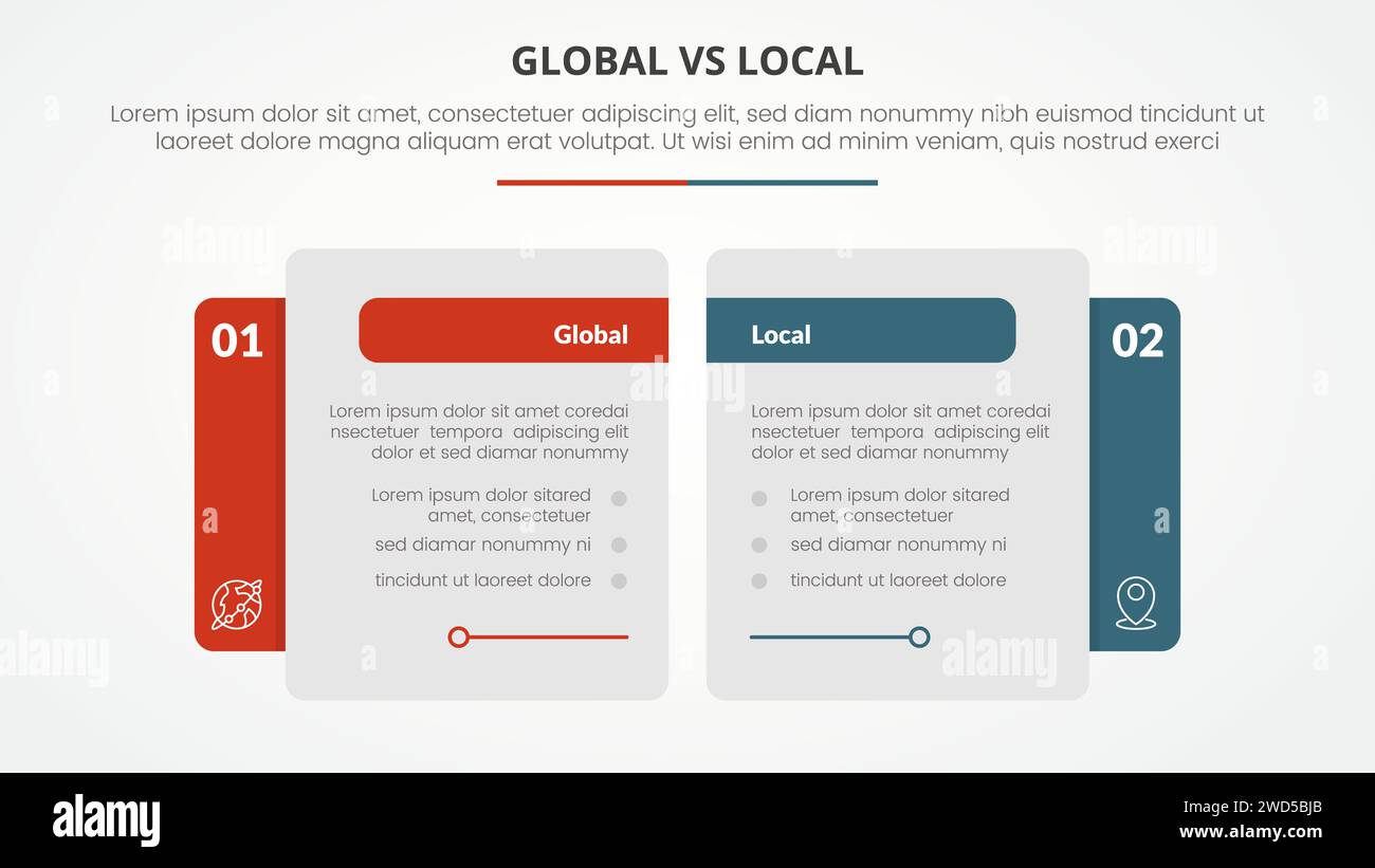 global vs local versus comparison opposite infographic concept for ...