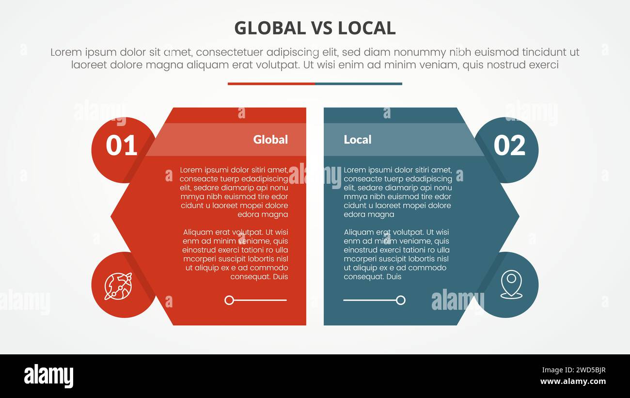 global vs local versus comparison opposite infographic concept for ...