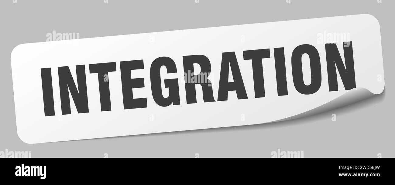 integration sticker. integration rectangular label isolated on white ...
