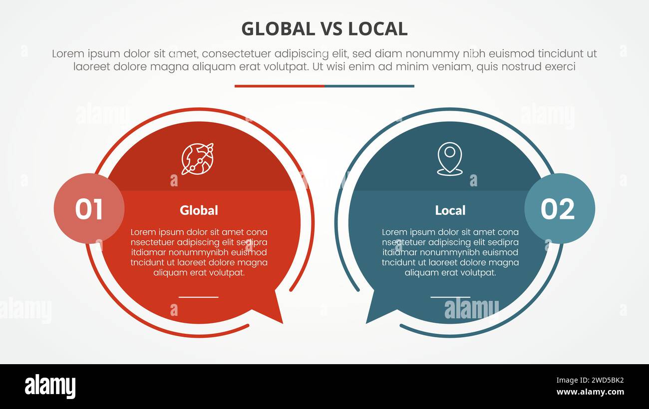 global vs local versus comparison opposite infographic concept for ...