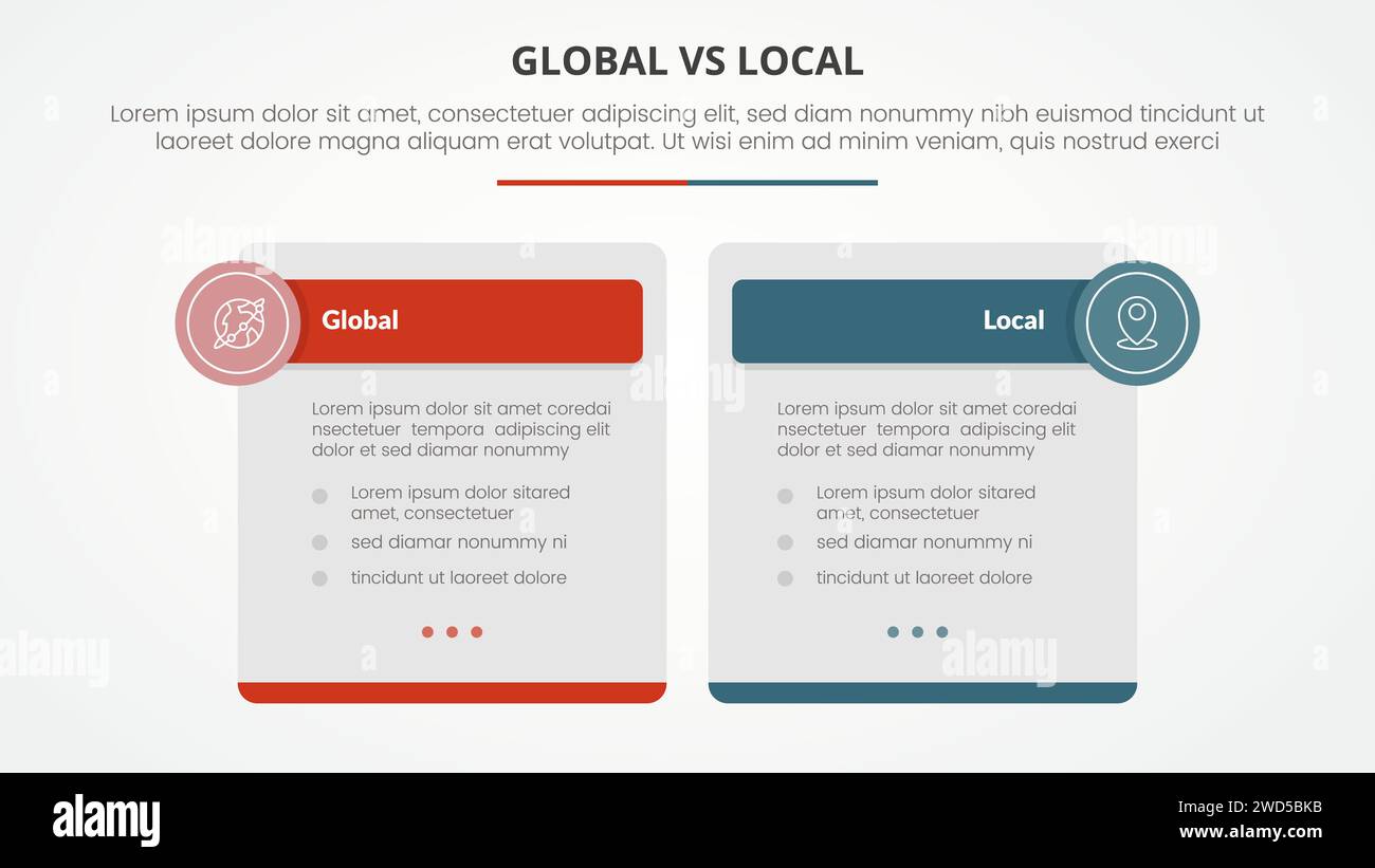 global vs local versus comparison opposite infographic concept for ...