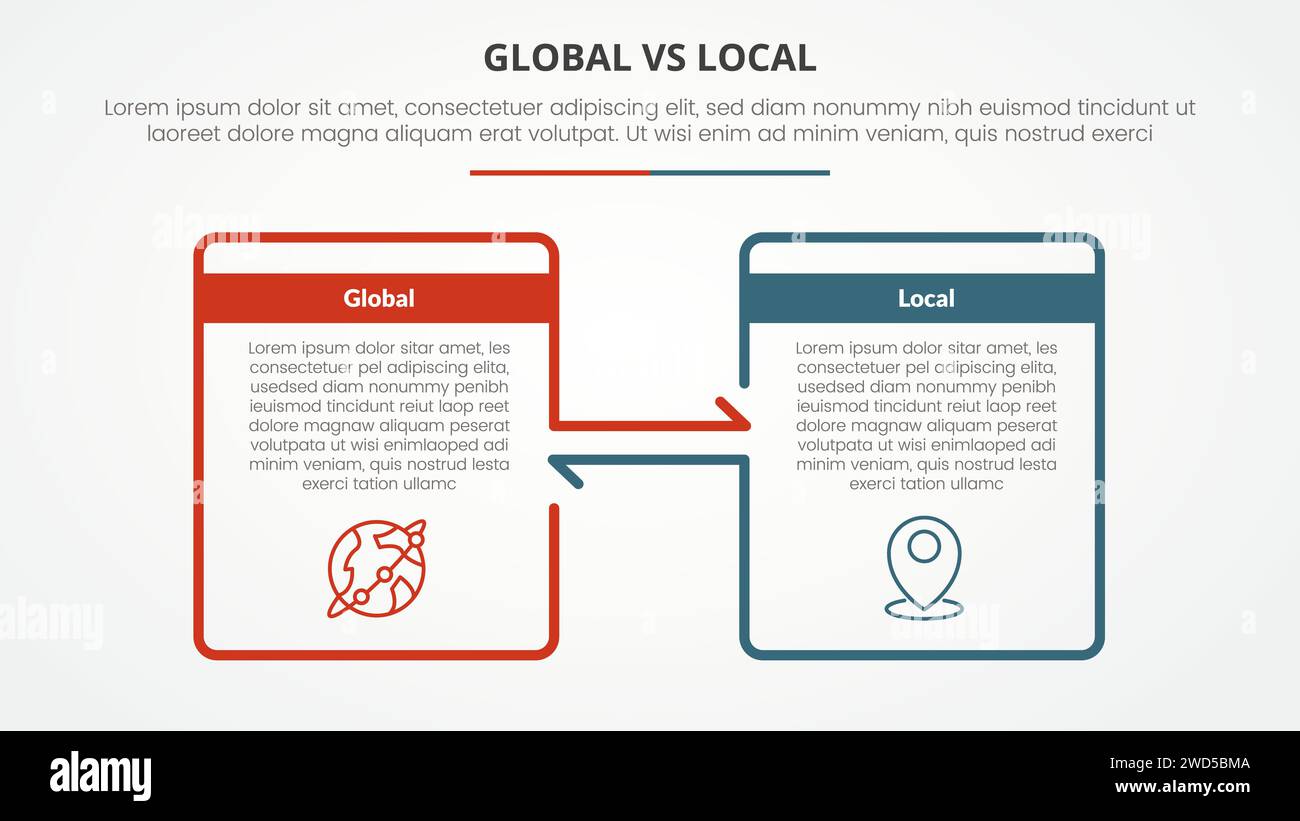 global vs local versus comparison opposite infographic concept for ...