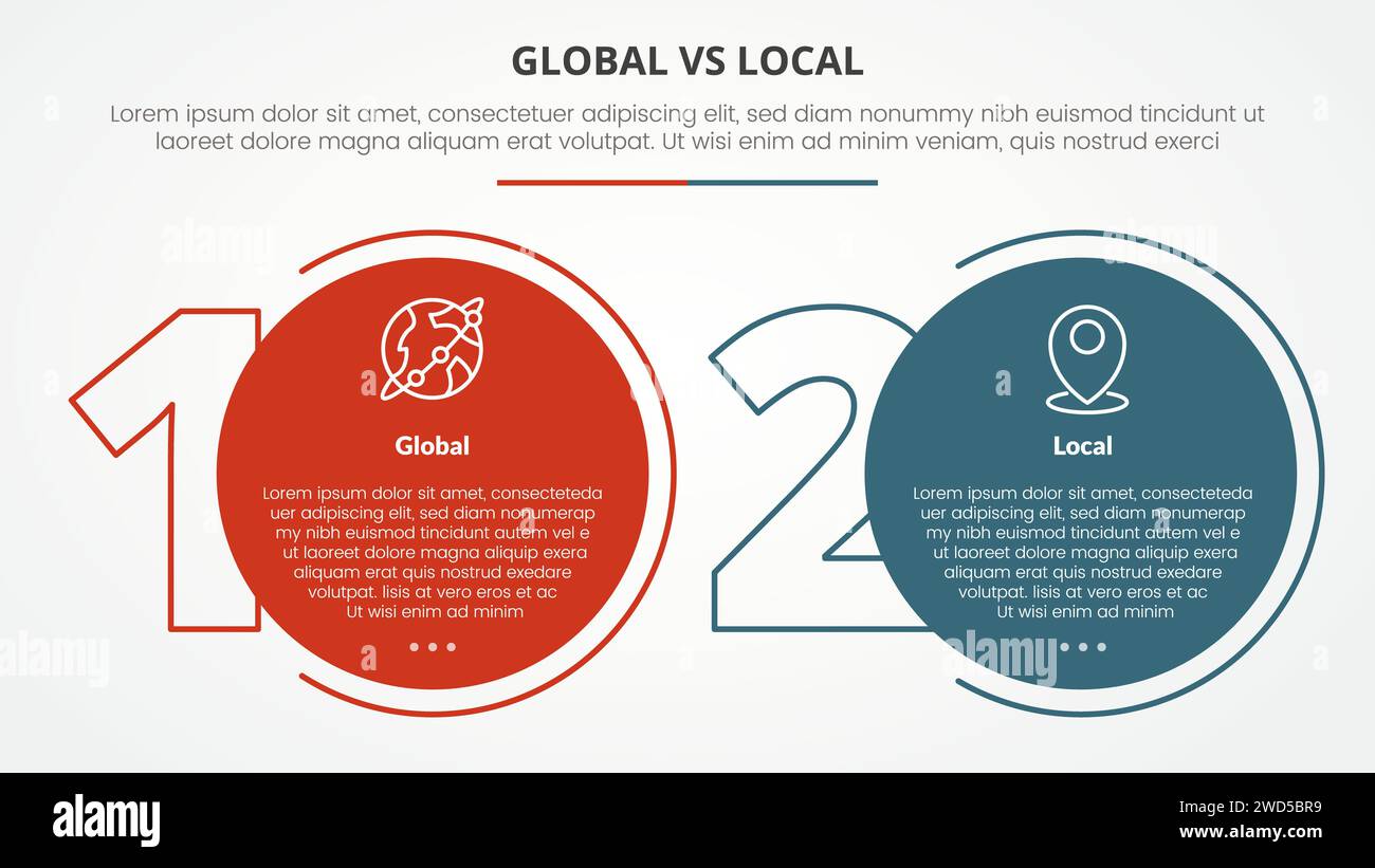 global vs local versus comparison opposite infographic concept for ...
