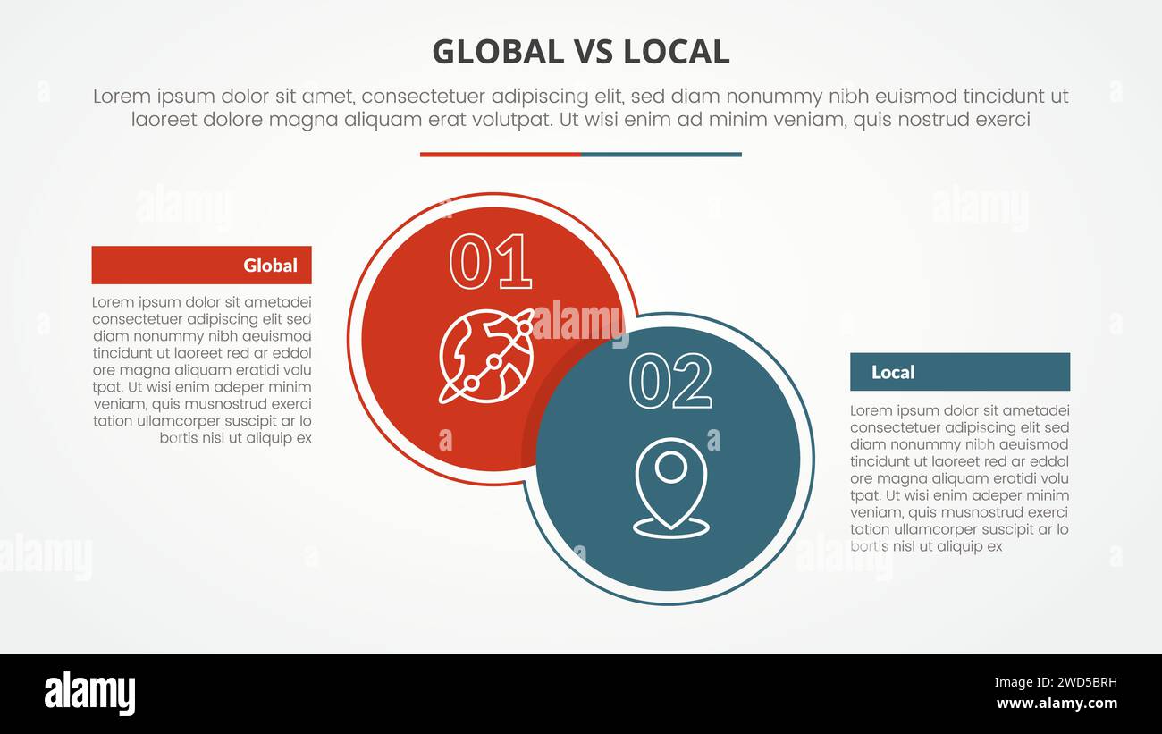 global vs local versus comparison opposite infographic concept for ...