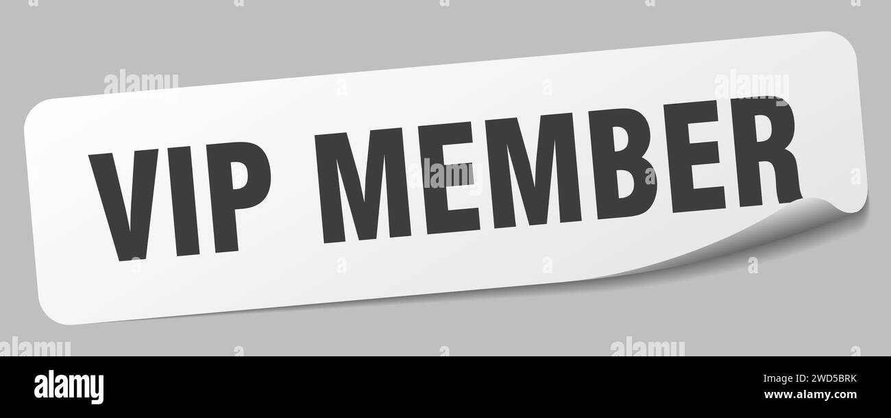 vip member sticker. vip member rectangular label isolated on white ...