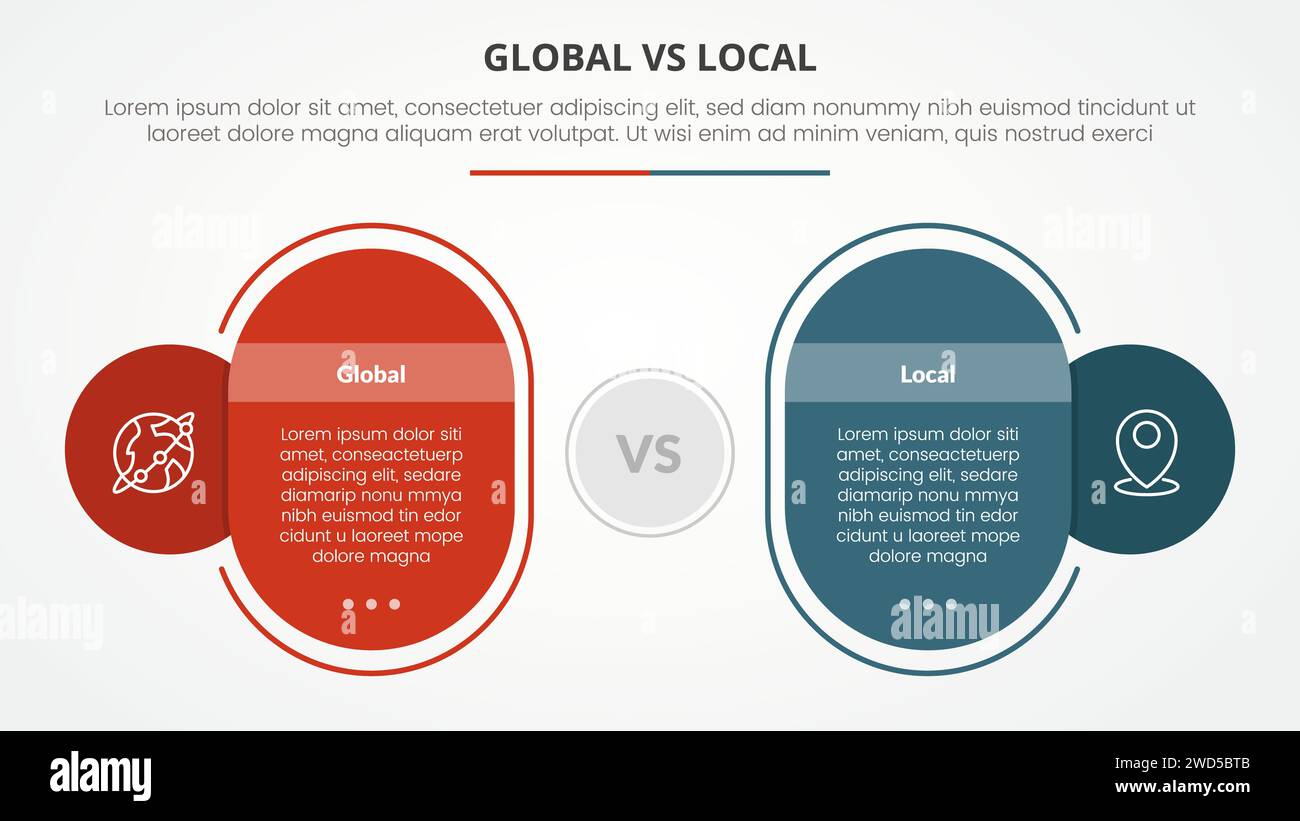 global vs local versus comparison opposite infographic concept for ...