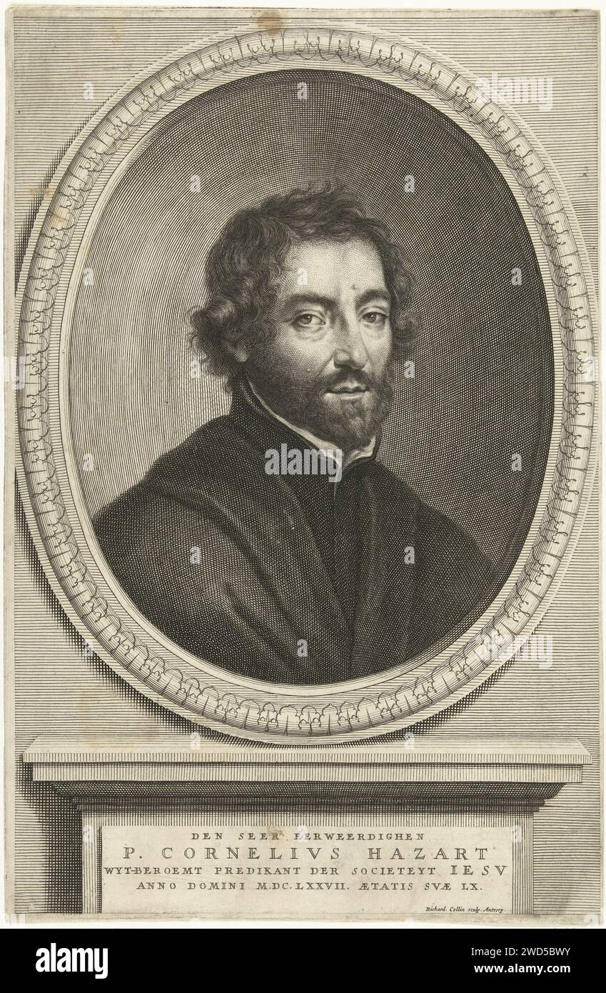 Portret van Cornelius Hazart, Richard Collin, 1677 print Bust of the ...