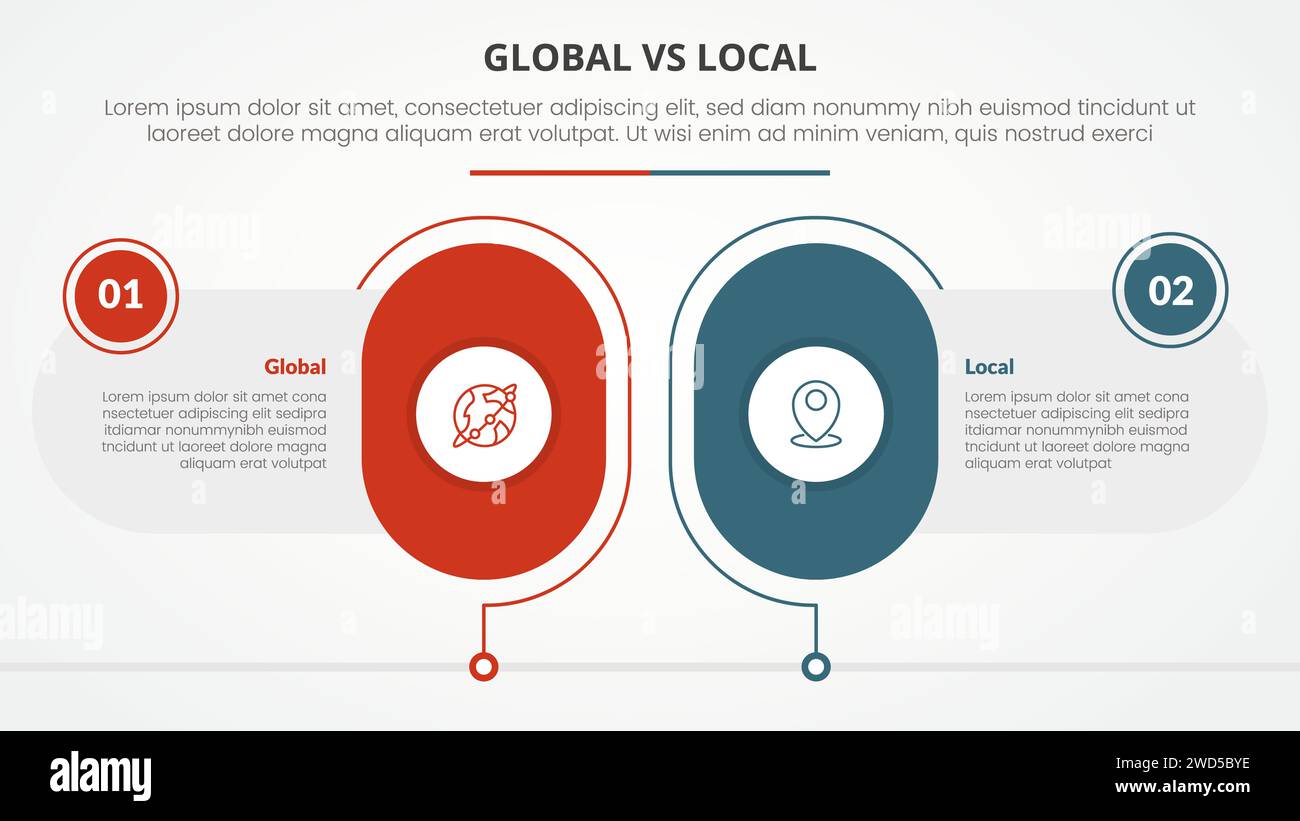 global vs local versus comparison opposite infographic concept for ...