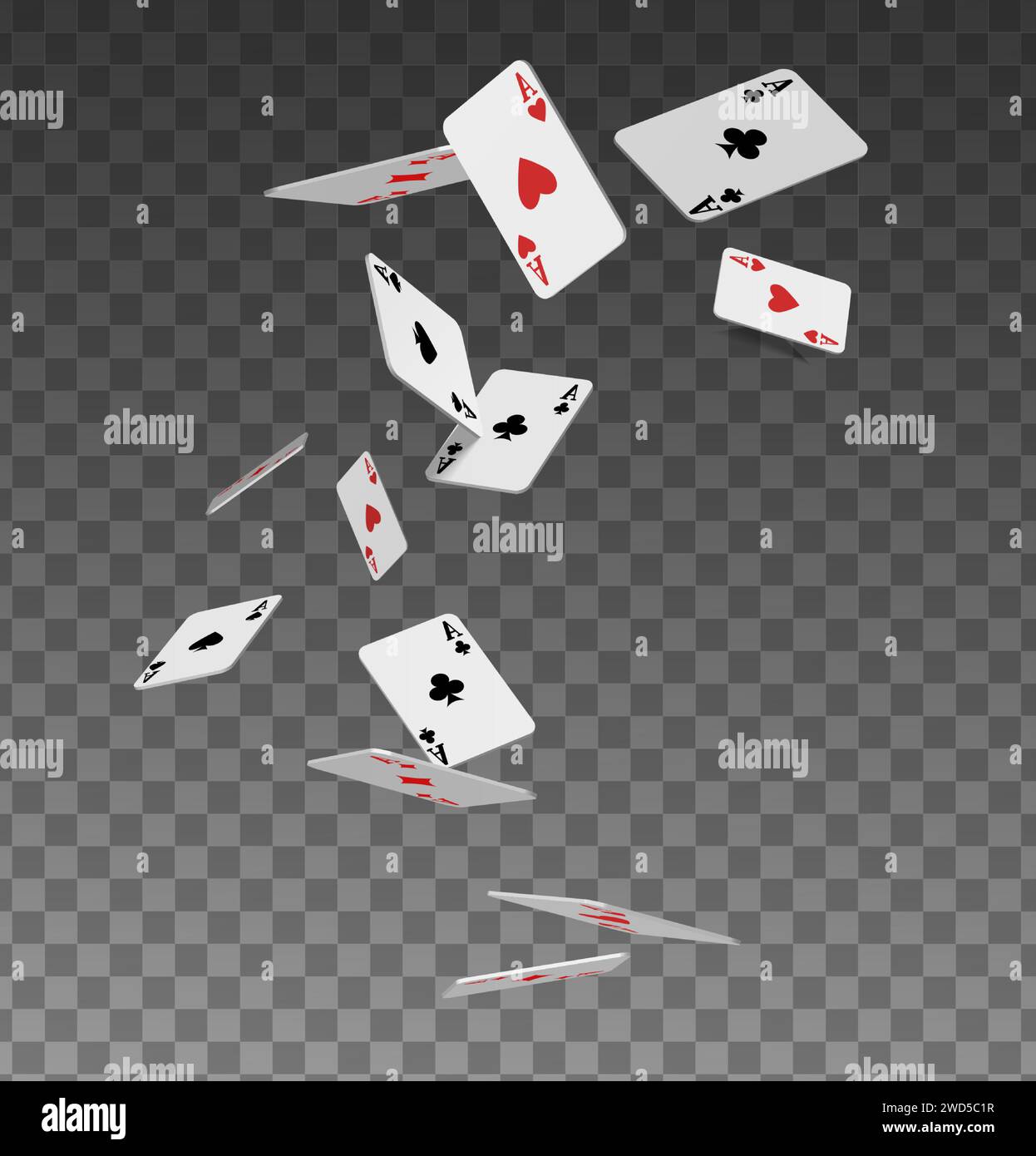 Falling poker cards aces. realistic vector icon illustration Stock ...