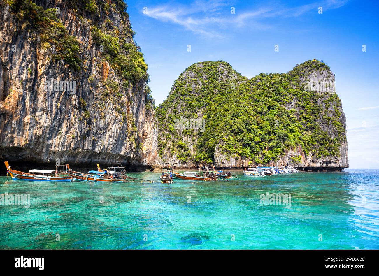 Phi Phi, Thailand - November 23, 2023: Beautiful landscape of the Maya Bay in the Phi Phi ...
