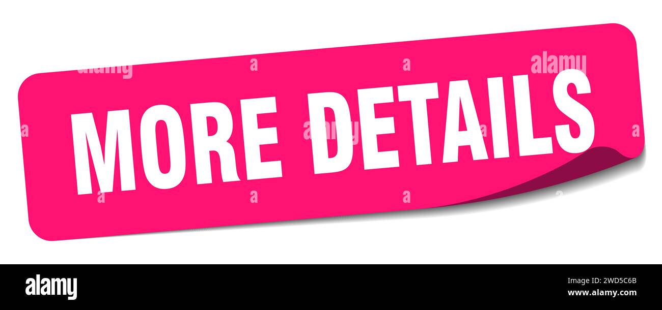 more details sticker. more details rectangular label isolated on white ...