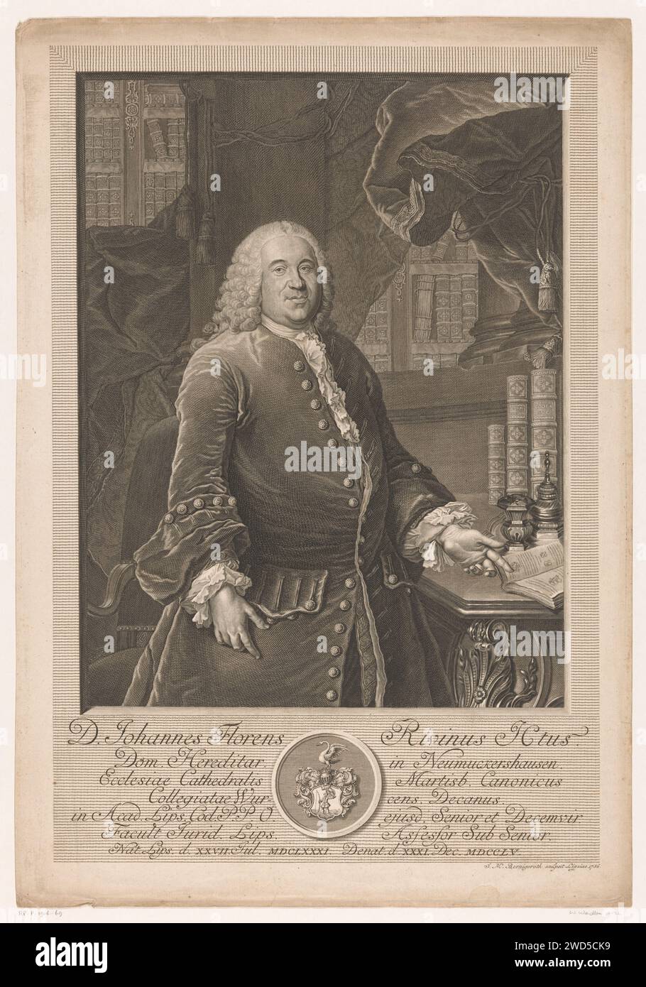 Portrait of Johann Florens Rivinus, Johann Martin Berbigeroth, 1756 ...