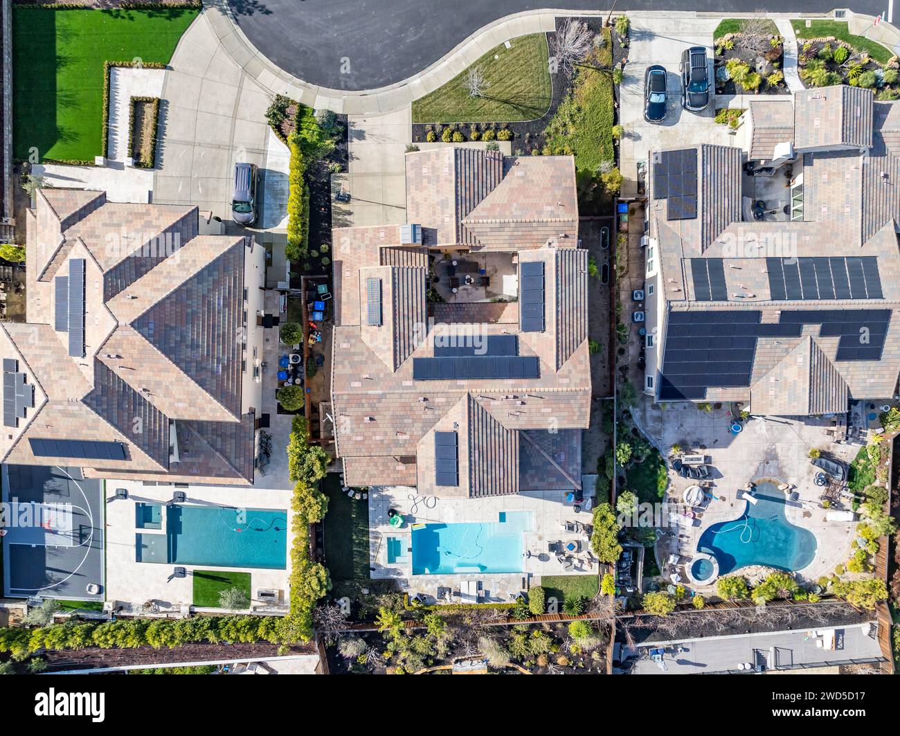 Aeril photos over a community of homes with solar panels in Northern ...