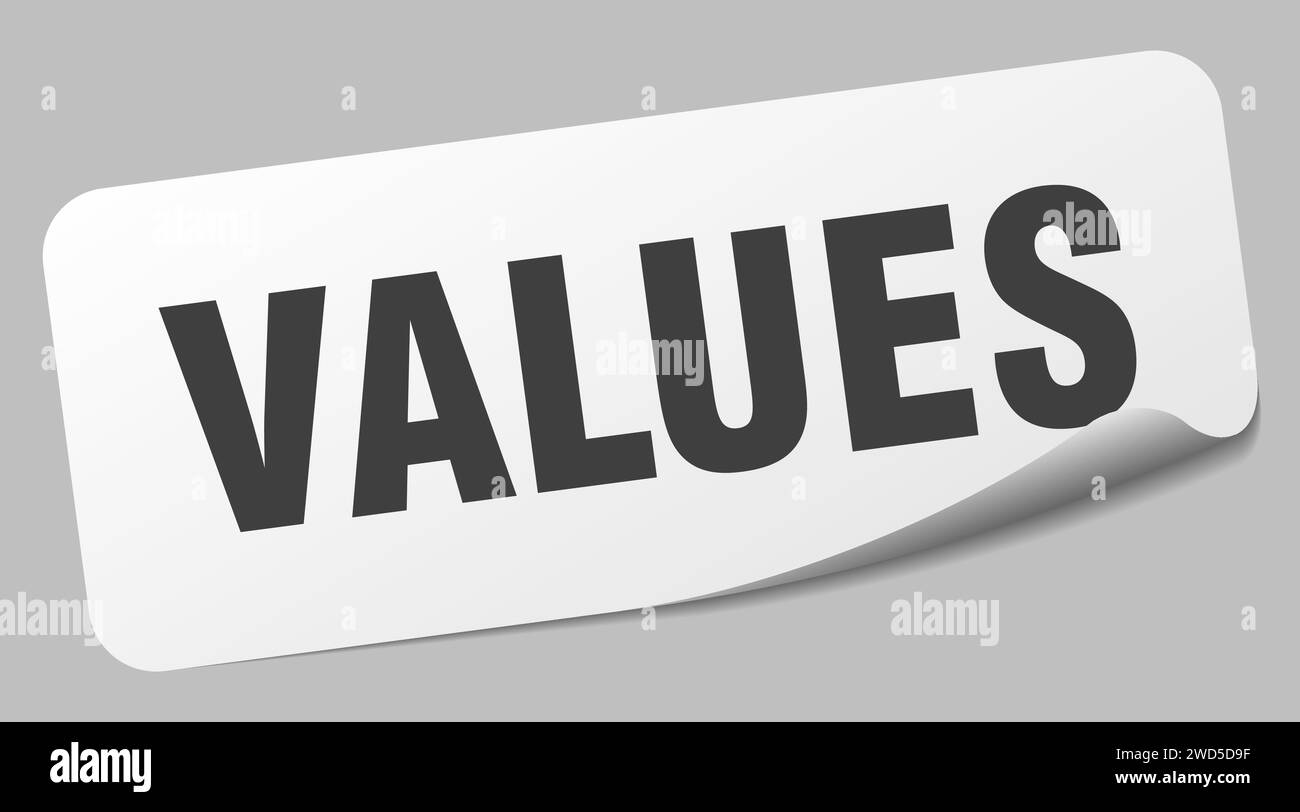 values sticker. values rectangular label isolated on white background ...
