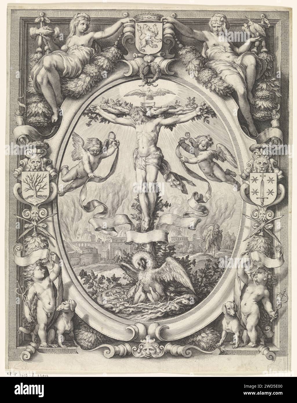 Blazoen van de Rederijkerskamer de Pellicaen in Haarlem, with the ...