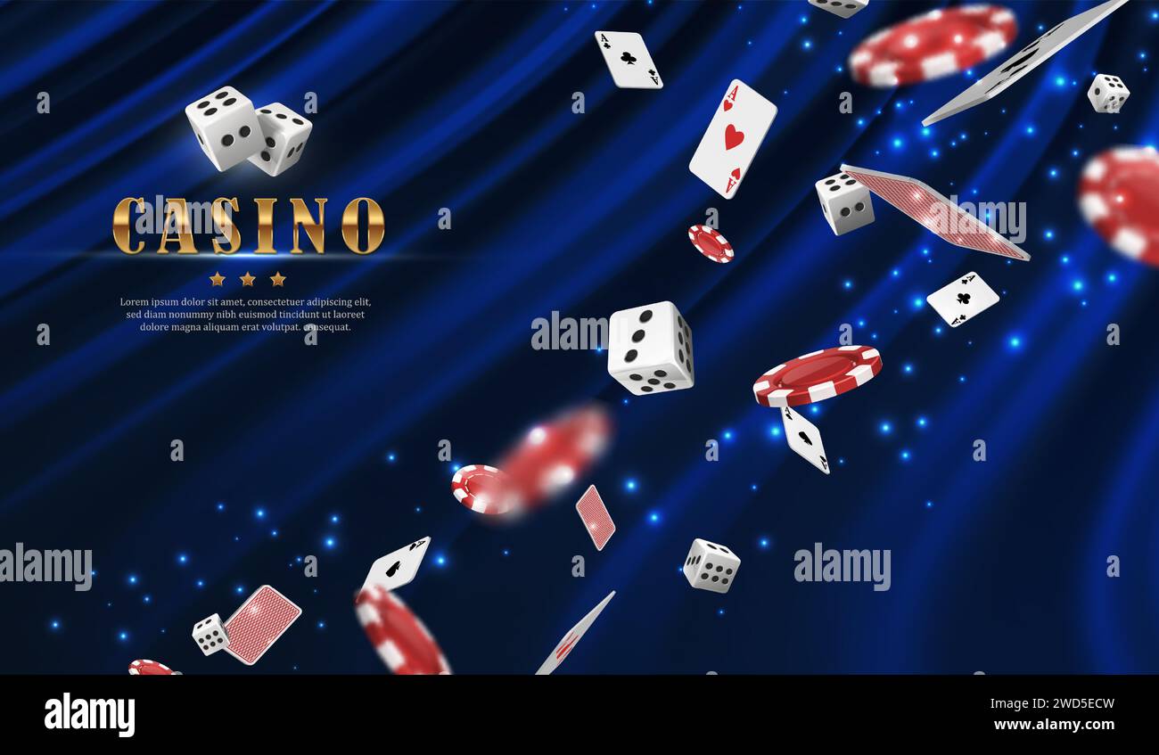 casino vector banner. On velvet blue background. with playing cards ...