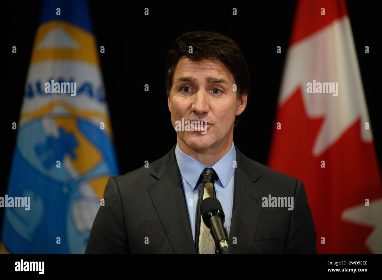 Iqaluit Canada 18th Jan 2024 Prime Minister Justin Trudeau Answers
