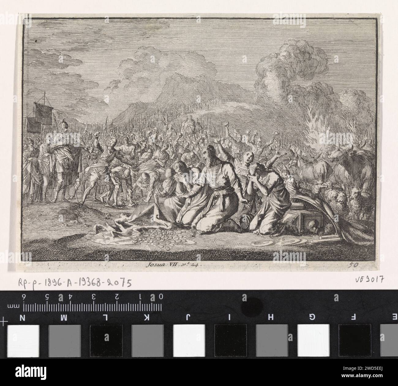 Stoning by Achan and his family, Jan Luyken, 1703 - 1762 print Print ...