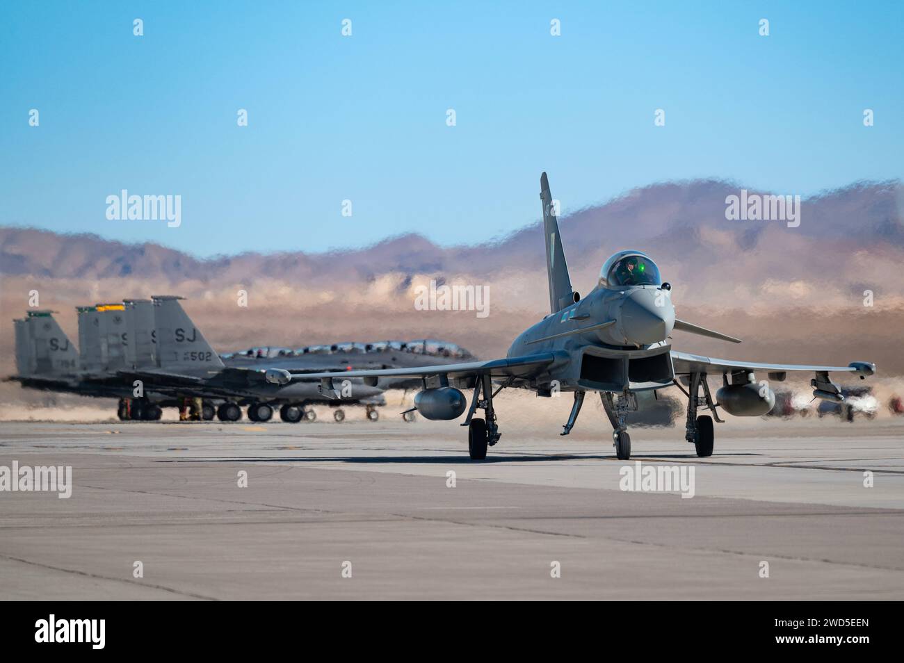A Royal Air Force FGR-4 Typhoon taxis after a familiarization flight ...