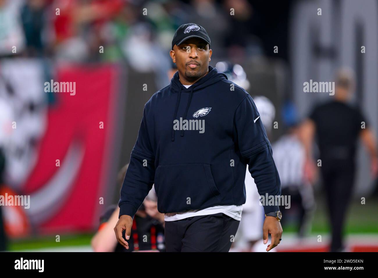 Philadelphia Eagles offensive coordinator Brian Johnson stands on the ...