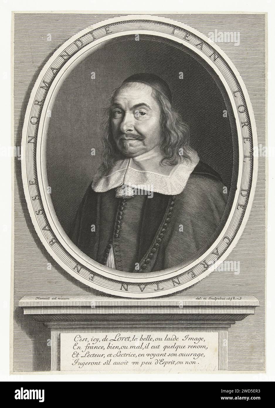 Portret van Jean Loret, Robert Nanteuil, 1658 print Portrait of the ...