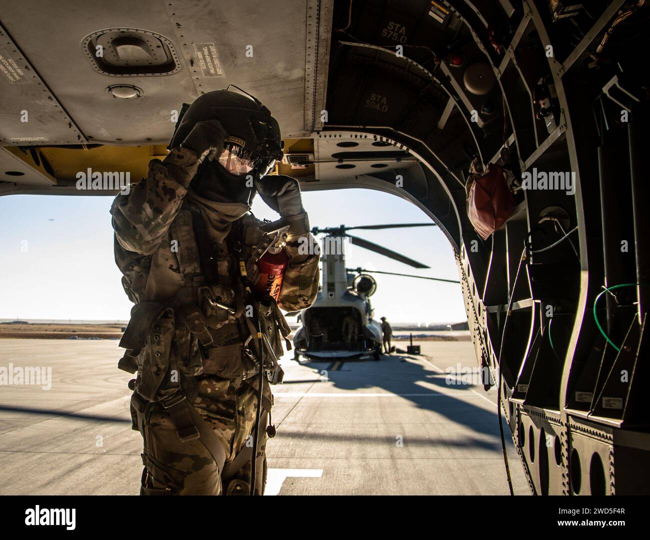 Sgt Jacob Hagler, a CH-47 crew chief assigned to the 2nd General ...